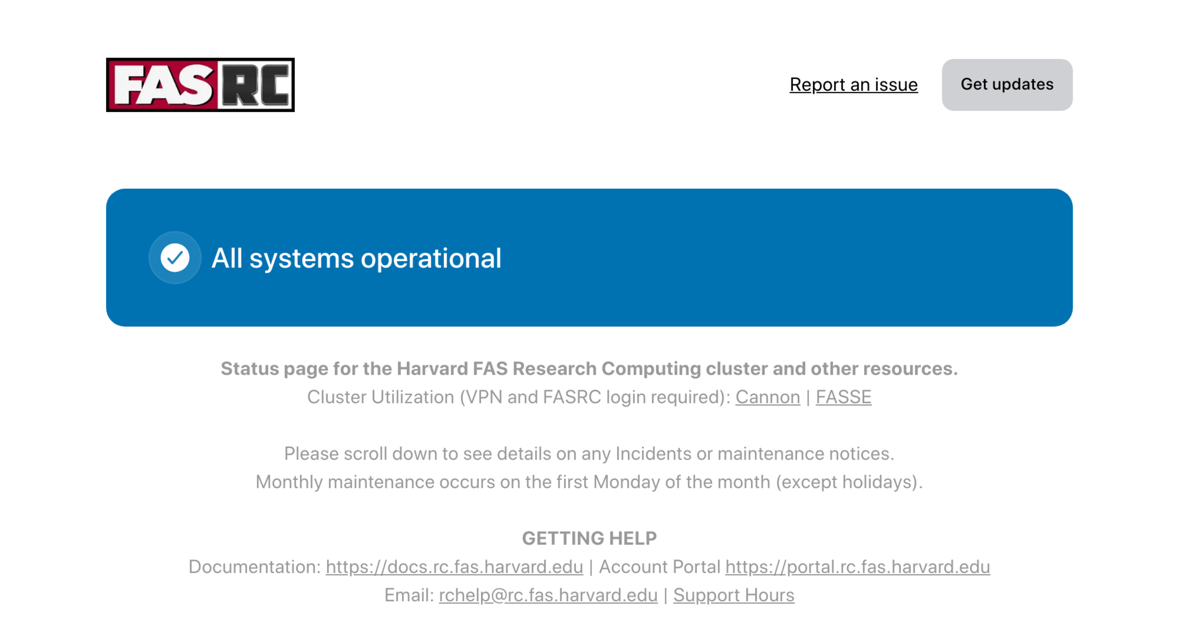 FAS Research Computing Status
